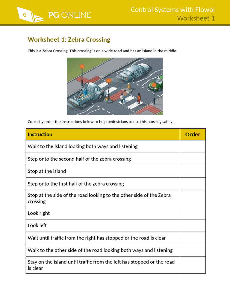 Flowol Worksheet 1 Zebra Crossing | PDF
