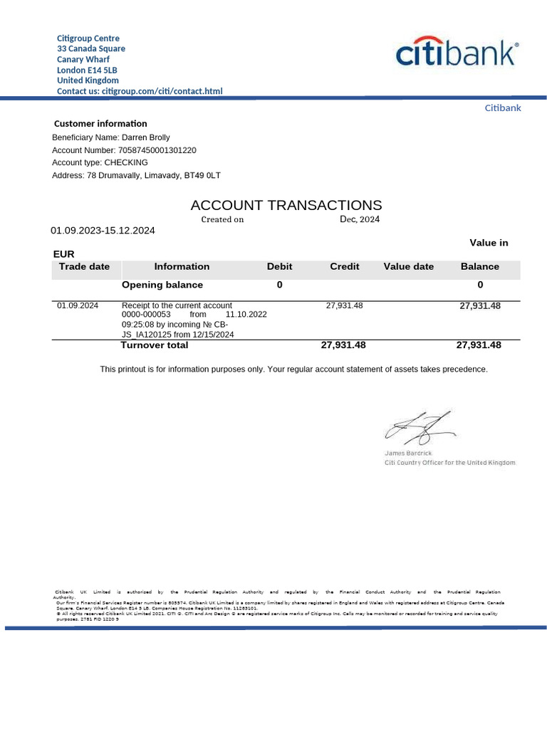 Account Transactions : Customer Information | PDF
