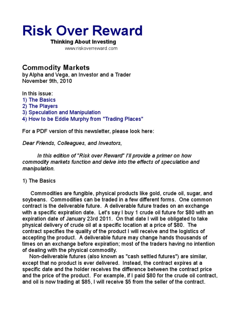 Commodity Primer | PDF | Speculation | Commodity Markets