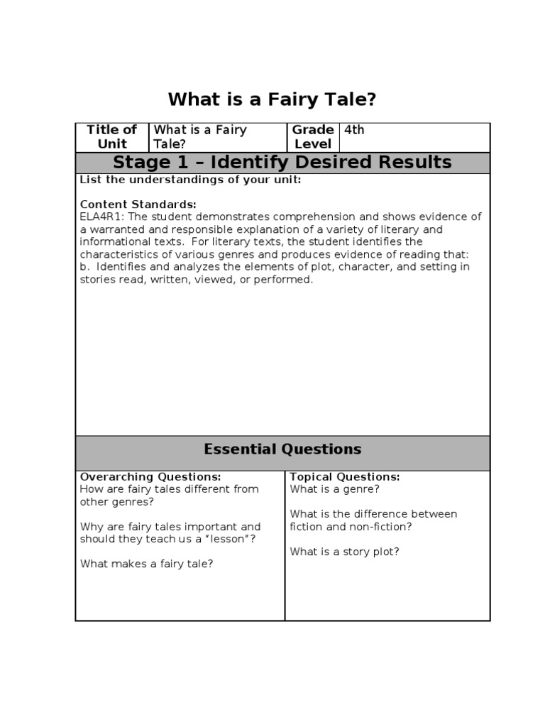 Fairy Tale Lesson | PDF | Fairy Tales | Critical Thinking