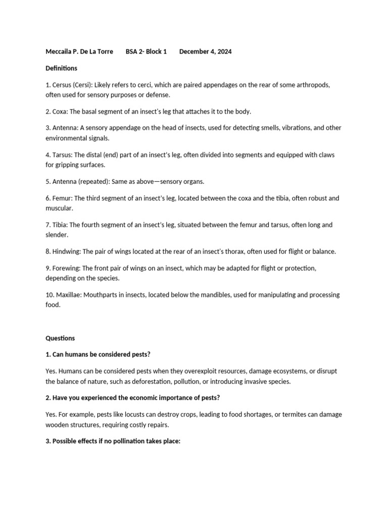 Crop Prot-OC-Act2-Delatorre | PDF | Insects | Pollination