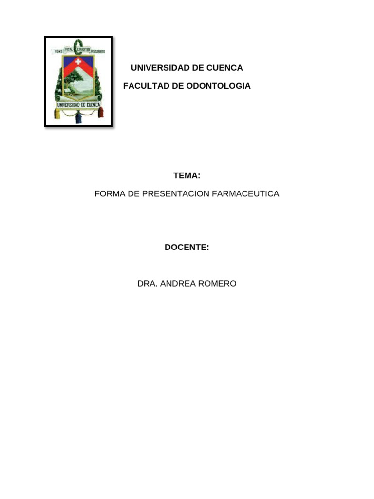 Formas de Presentación Farmacéutica | PDF | Medicamentos con receta ...