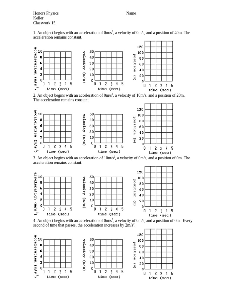 Honors Physics Classwork 15 | PDF | Acceleration | Velocity