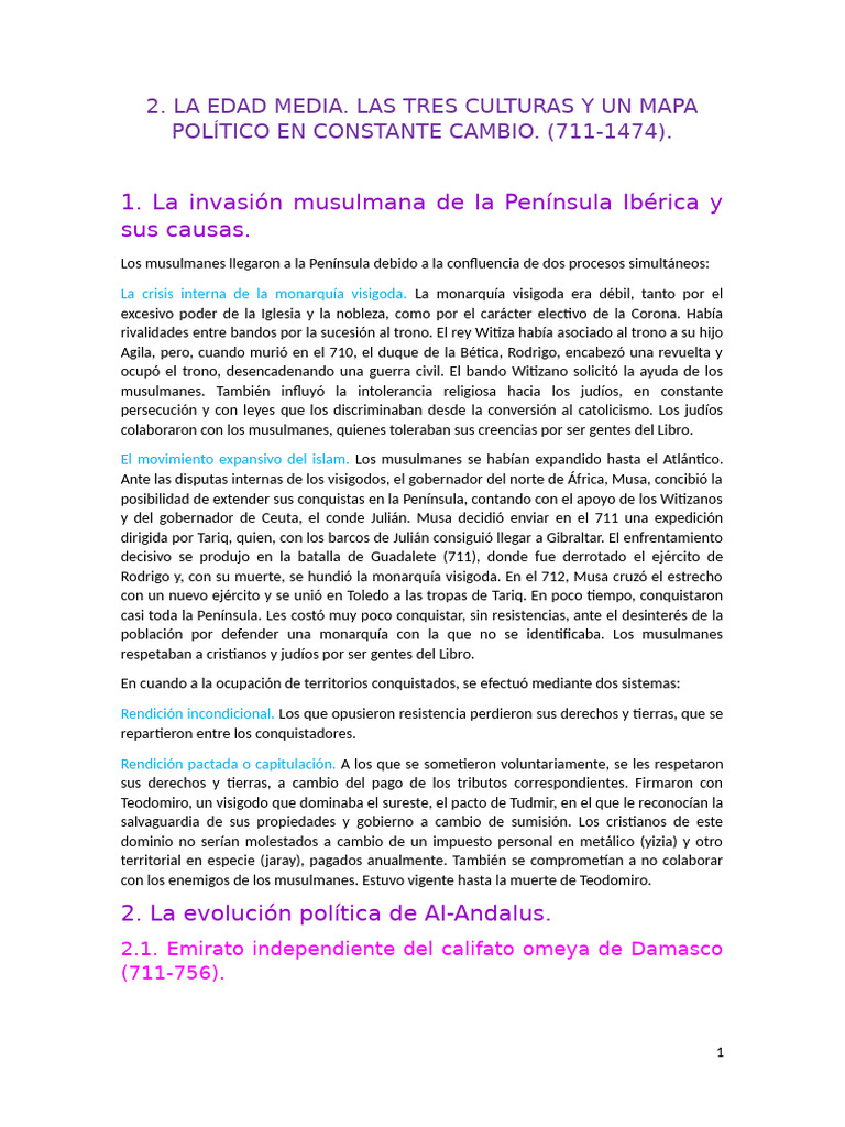 Tema 2. La Edad Media. Las Tres Culturas y Un Mapa Político en ...
