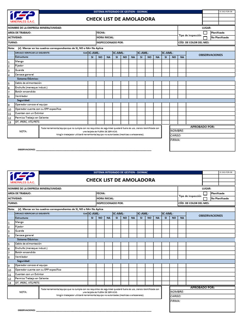 IC-SIG-FOR-06_REV_02 AMOLADORA | PDF