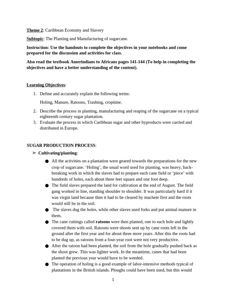 Grade 10-Handout-On The Planting and Manufacturing of Sugarcane | PDF ...