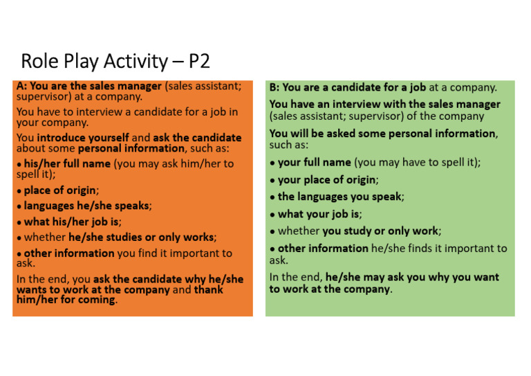 Job Interview Role Play Guide | PDF