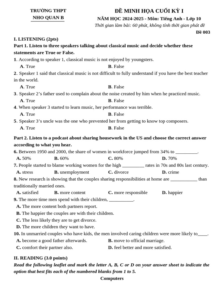 ANH 10-HK1-MH 3 - ĐỀ IN | PDF | Blood Donation | Blood Transfusion