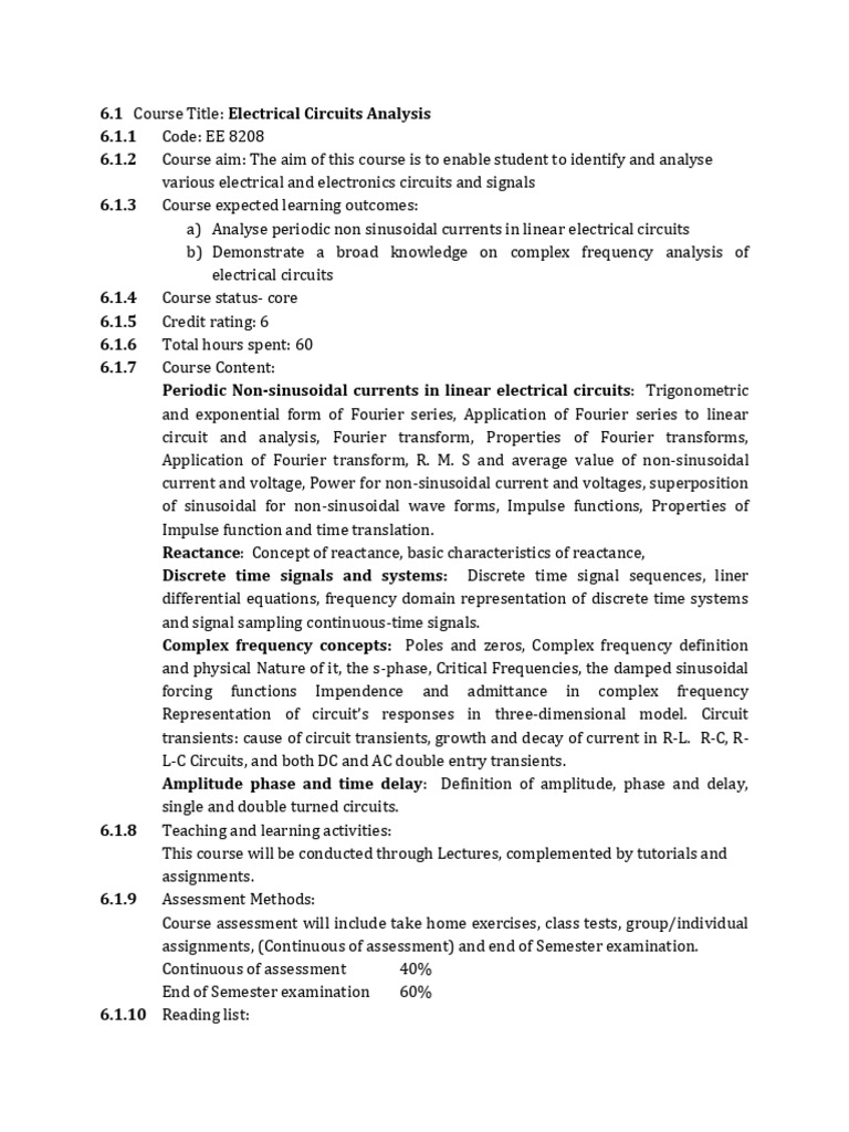 Electrical Circuits Analysis INTRODUCTION | PDF | Electrical Network ...