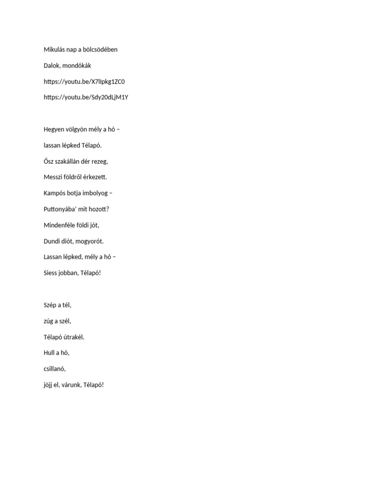 Mikulás Nap A B | PDF