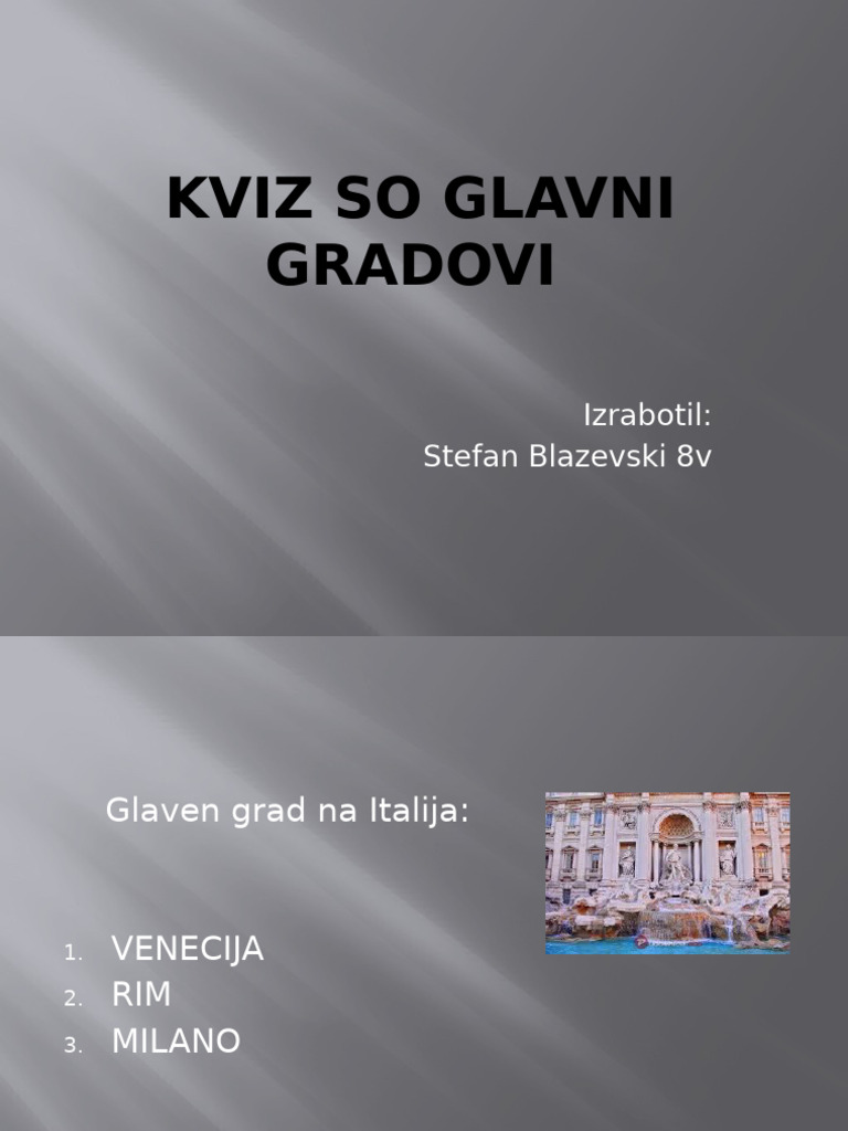 Prezentacija Kviz So Glavni Gradovi | PDF