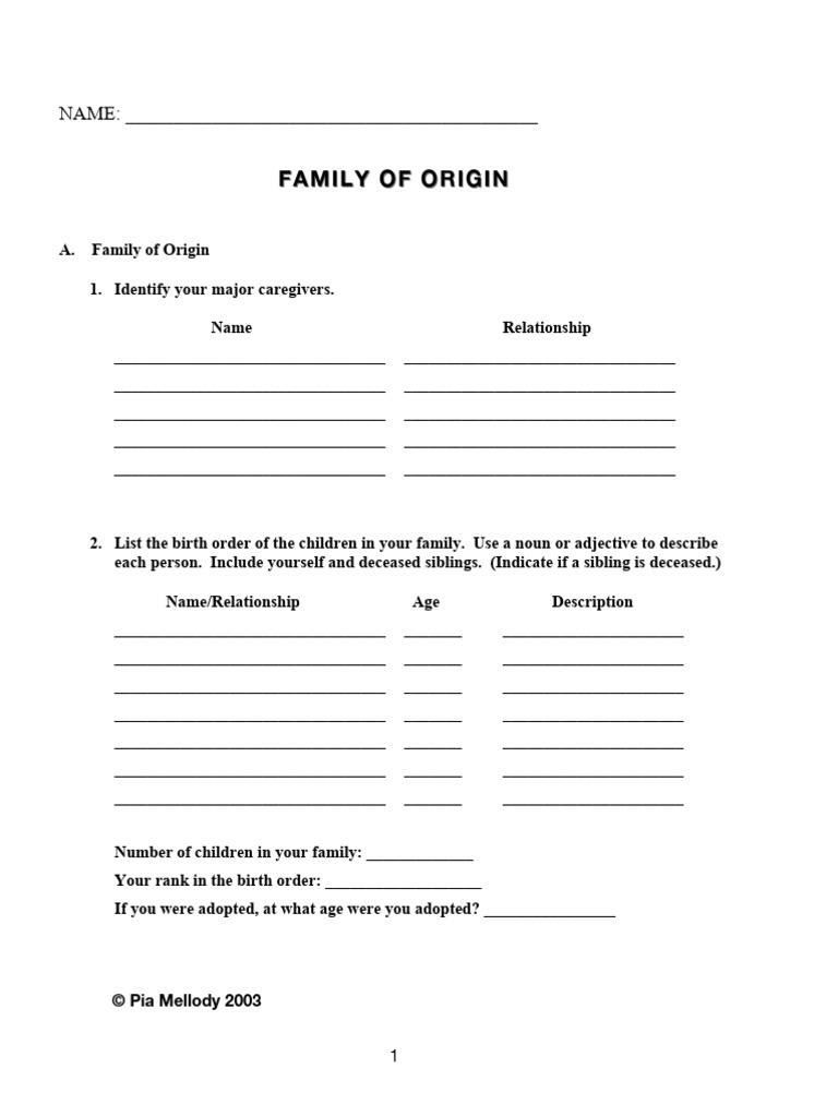 Family of Origin Assessment Form | PDF | Father | Adoption