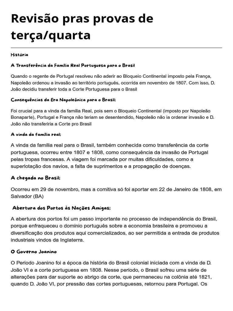 Revisão provas_20240924_203658_0000 | PDF | Brasil | Napoleão