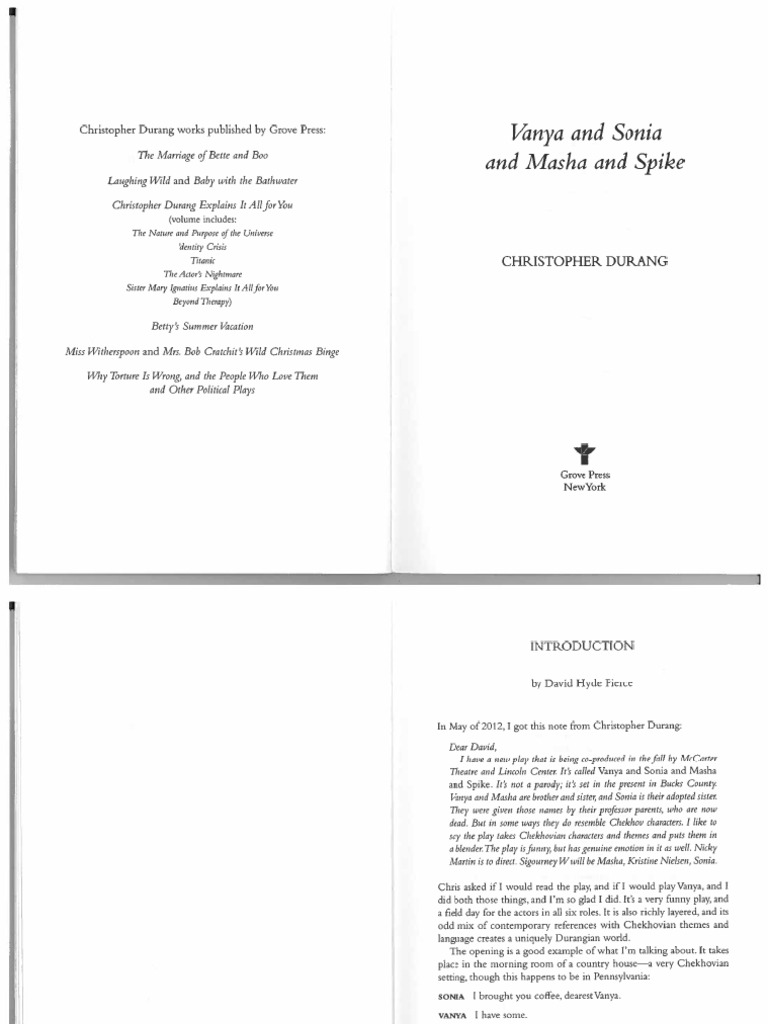 Durang Christopher Vanya Sonia Masha and Spike | PDF