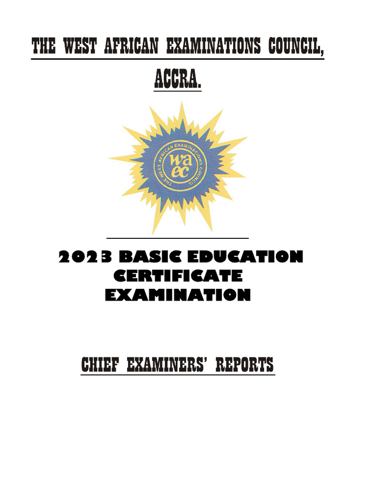 2023 BECE Chief Examiners Report | PDF