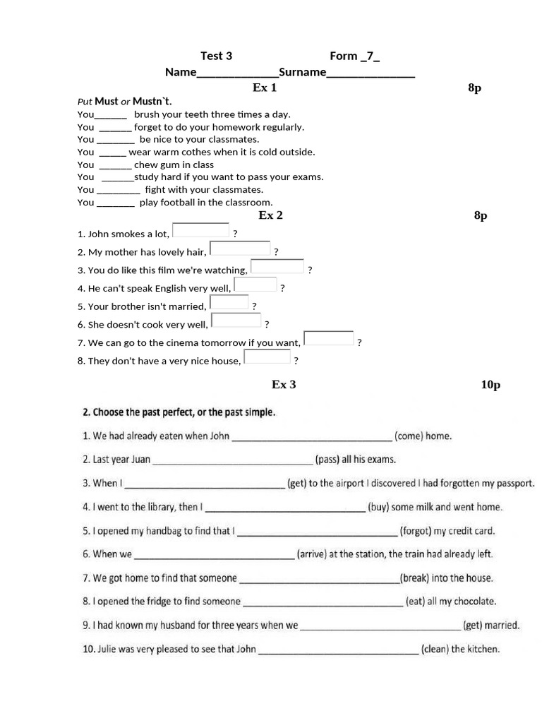 test 3 form 7 | PDF | Linguistics | Linguistic Morphology
