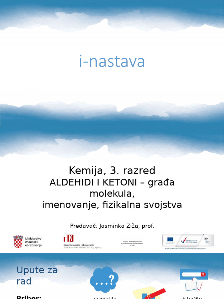 KEM - 3.razred - SS - Aldehidi I Ketoni-Građa Molekula, Imanovanje ...