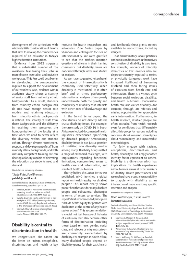 Disability Is Central To Discrimination in Health | PDF | Disability ...