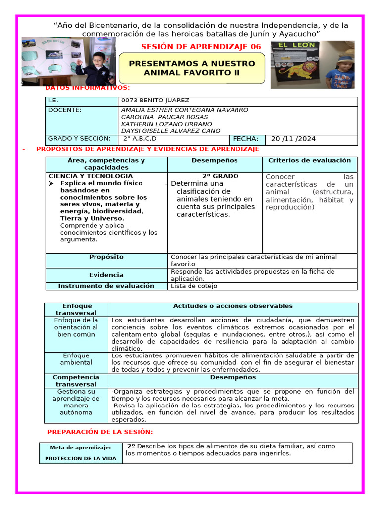 6 Sesion CT Presentamos A Nuestro Animal Favorito (II) | PDF ...
