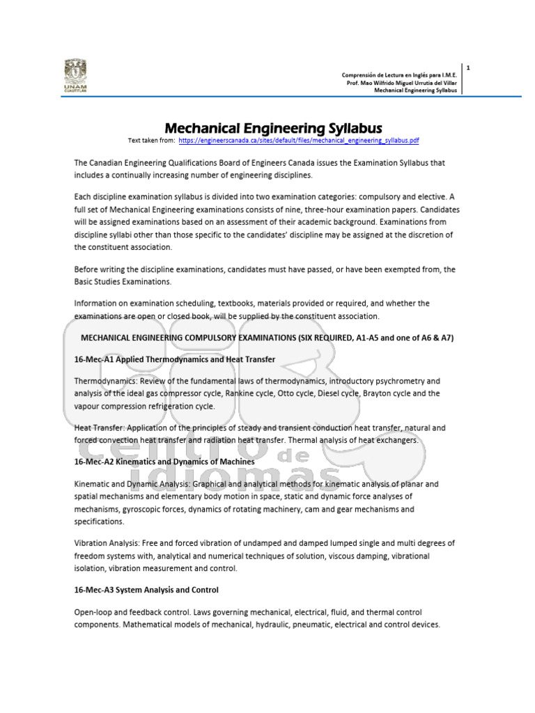 Mechanical Engineering Syllabus | PDF | Stress (Mechanics) | Amplifier