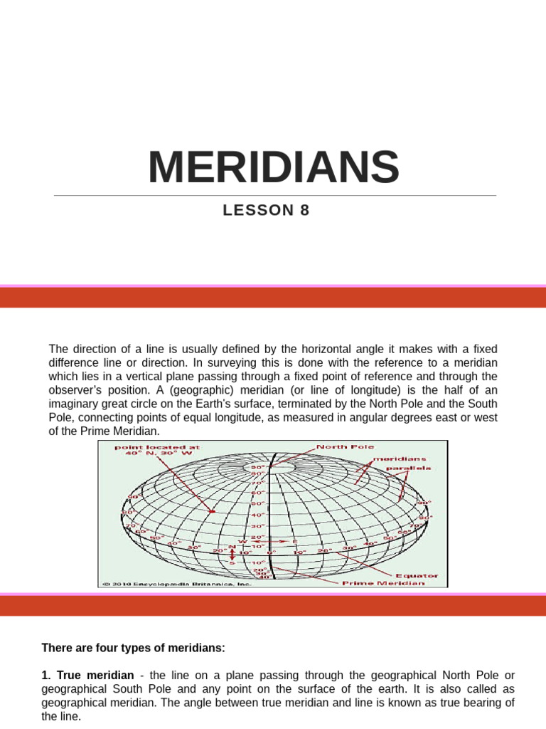 Understanding Meridians and Bearings | PDF | Angle | Azimuth