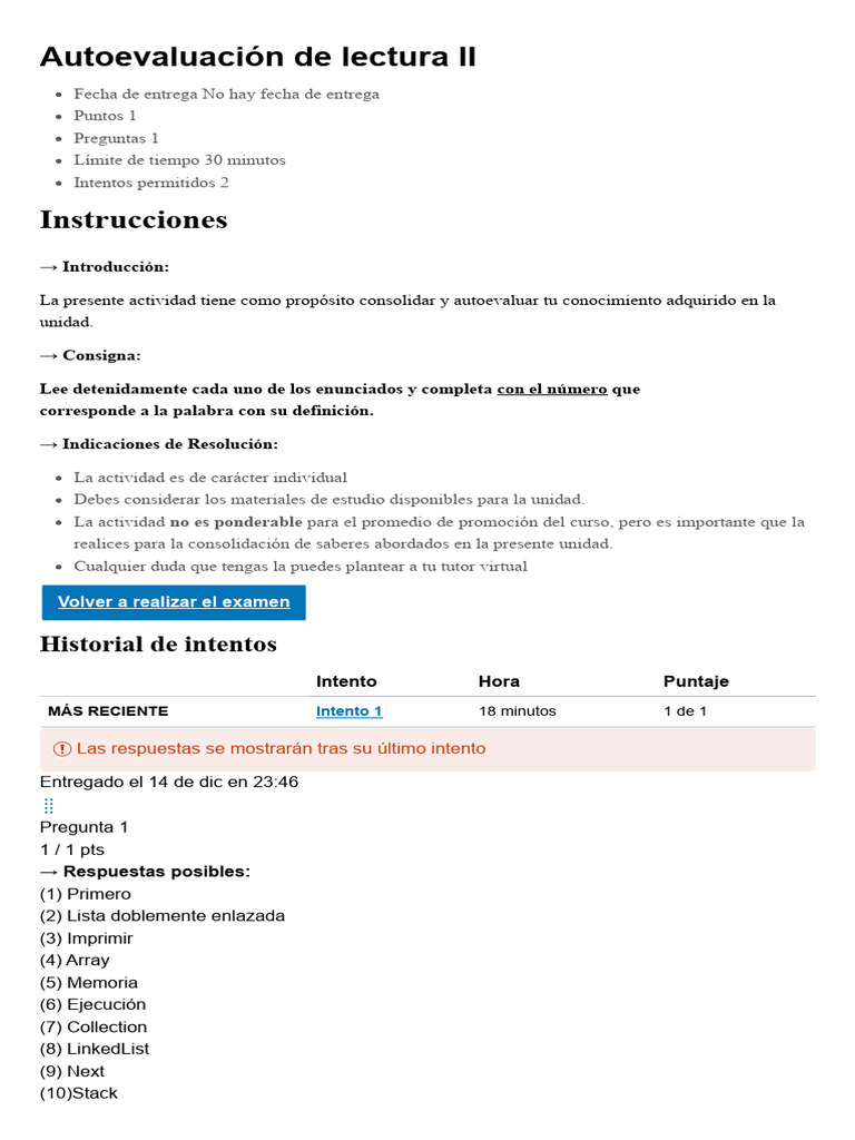 (Año2024) (03) Autoevaluación de Lectura II - ALGORITMOS Y ESTRUCTURA DE DATOS II | PDF
