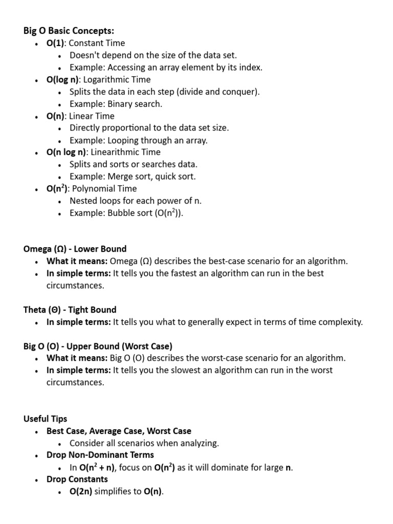 Big O Notation: Key Concepts Explained | PDF