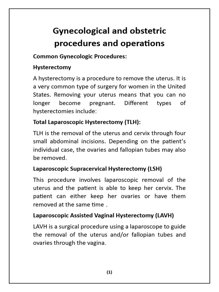 Common Gynecological Surgeries Explained | PDF | Mammal Female ...