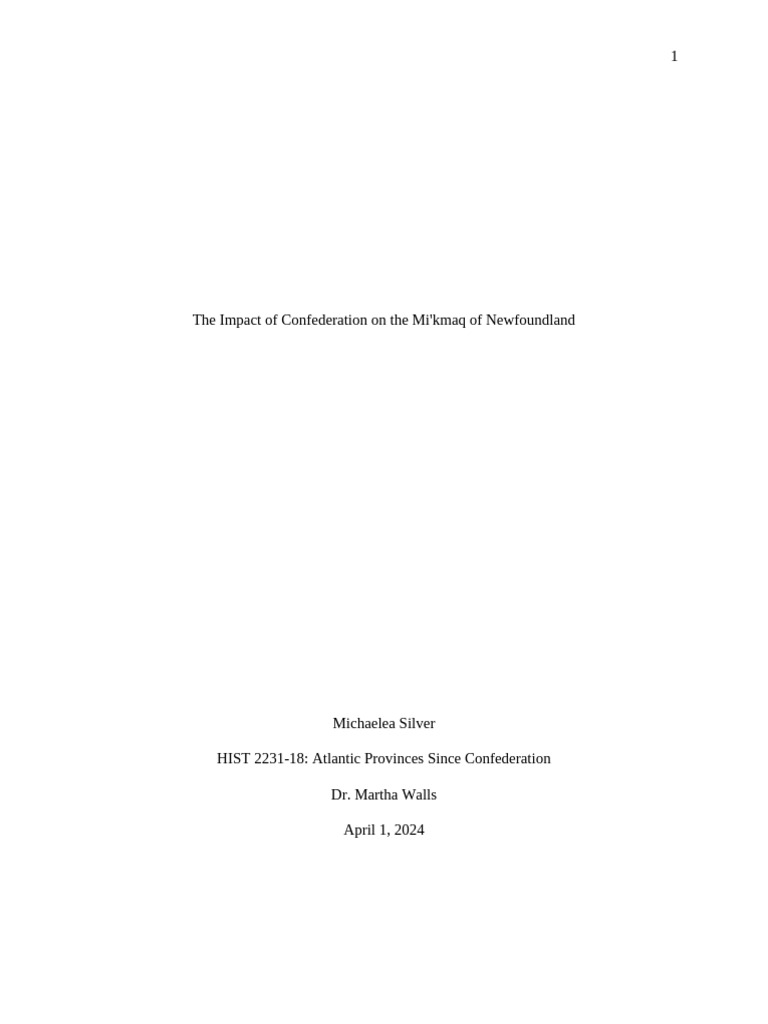 The Impact of Confederation On Indigenous Groups Within Newf | PDF ...