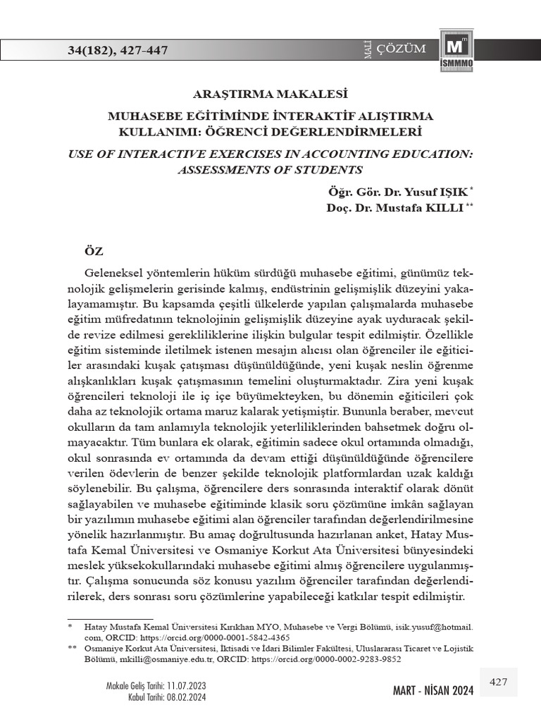 Araştirma Makalesi Muhasebe Eğitiminde İnteraktif Aliştirma Kullanimi ...