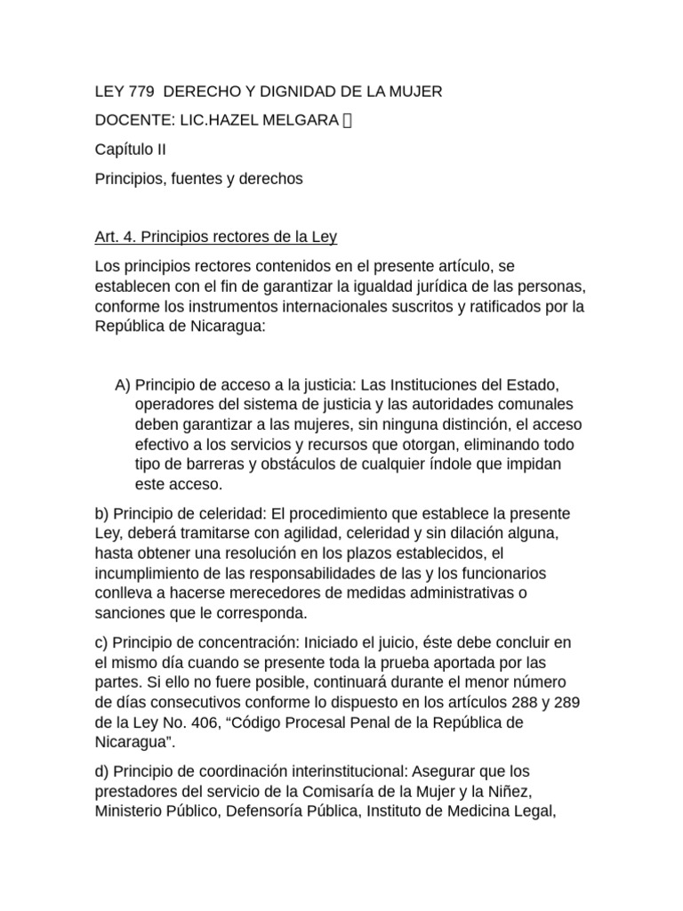 Ley 779: Derechos y Protección de la Mujer | PDF | Violencia | Igualdad ...
