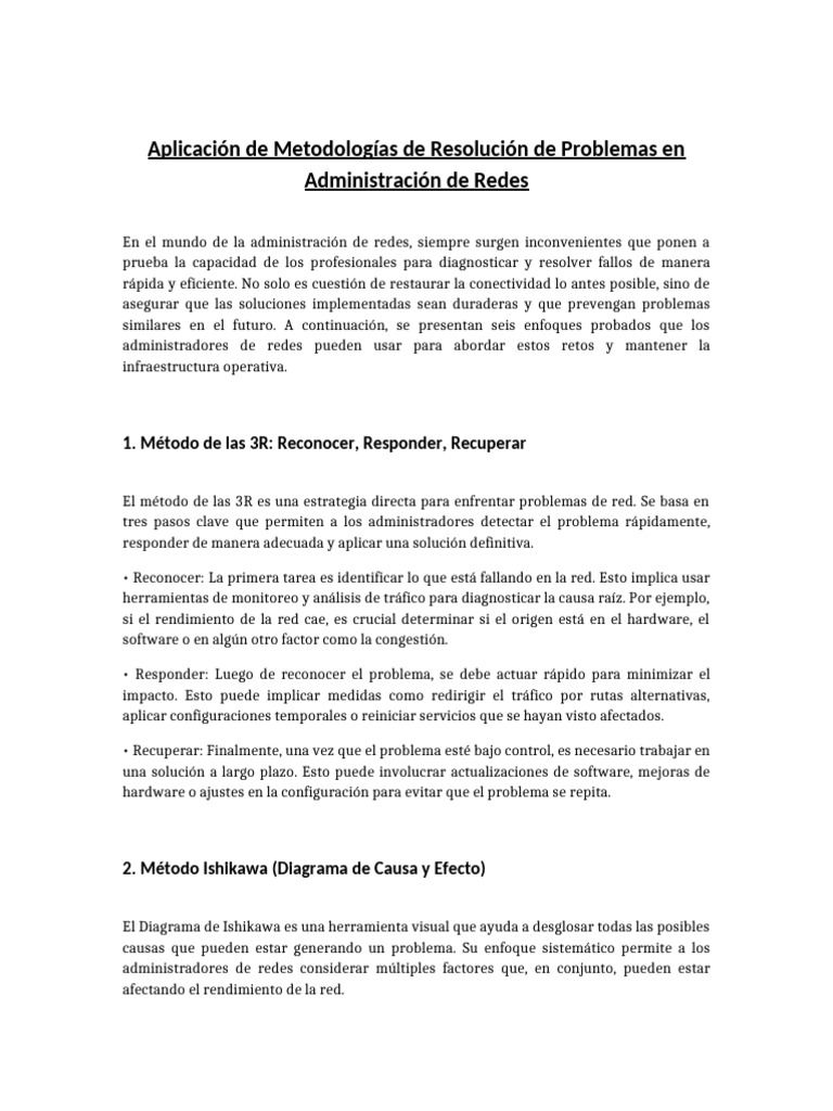 Metodologias de Resolucion de Problemas en Administracion de Redes ...