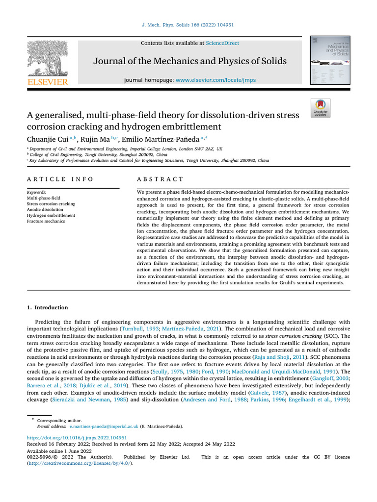 A Generalised, Multi-Phase-Field Theory For Dissolution-Driven Stress Corrosion Cracking and ...