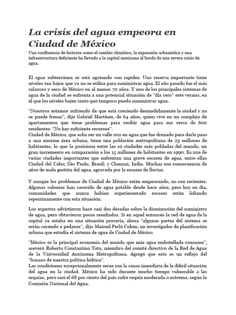 Crisis Del Agua (México 2024) | PDF | Agua | México