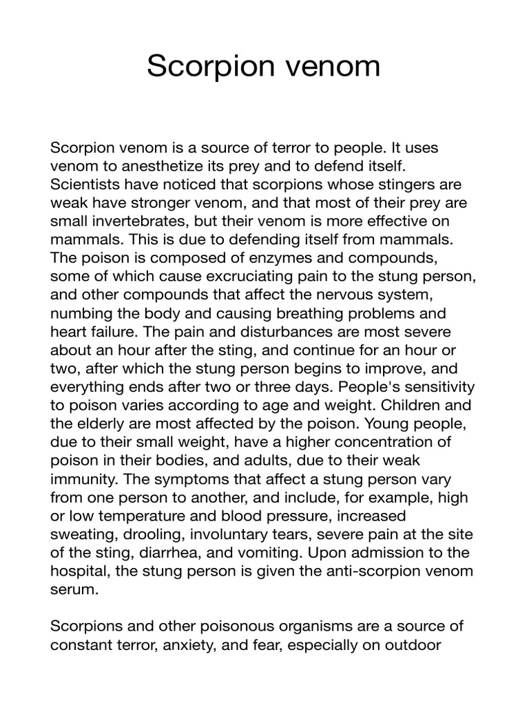 Scorpions | PDF | Venom | Clinical Medicine