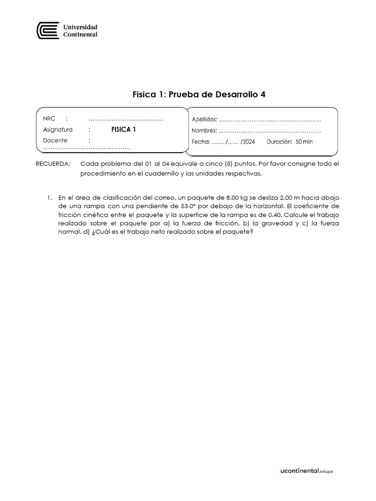 PD4 Física 1.docx-1 | PDF | Fricción | Fuerza