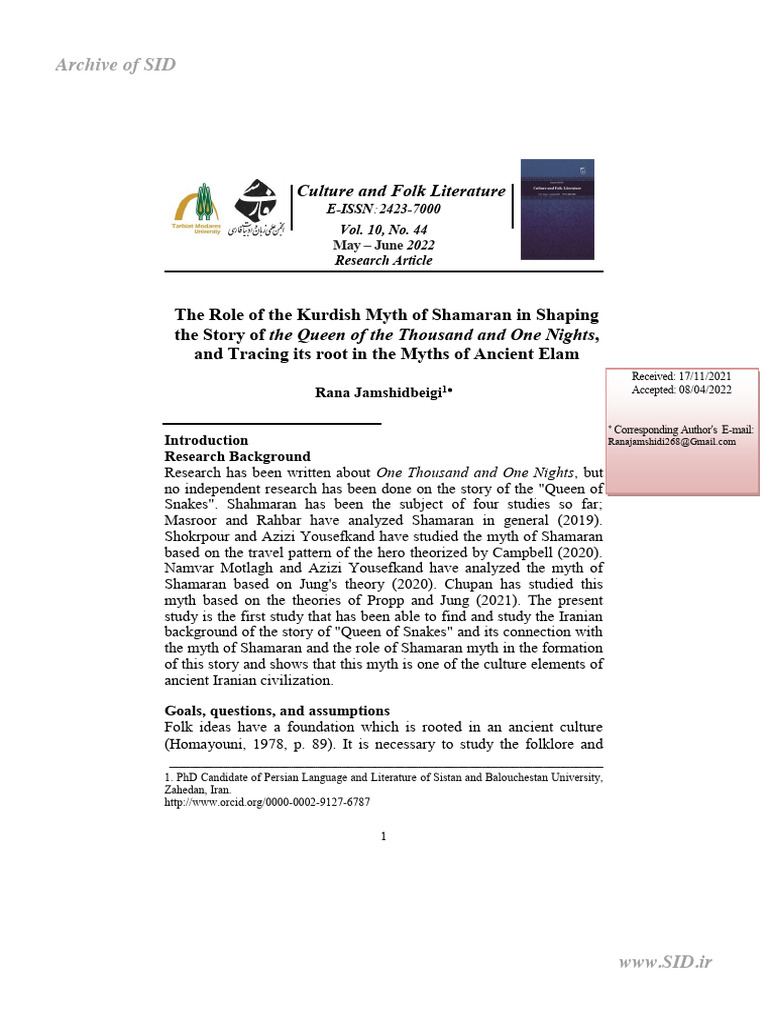 Archive of SID: Culture and Folk Literature | PDF | Iran | Kurds