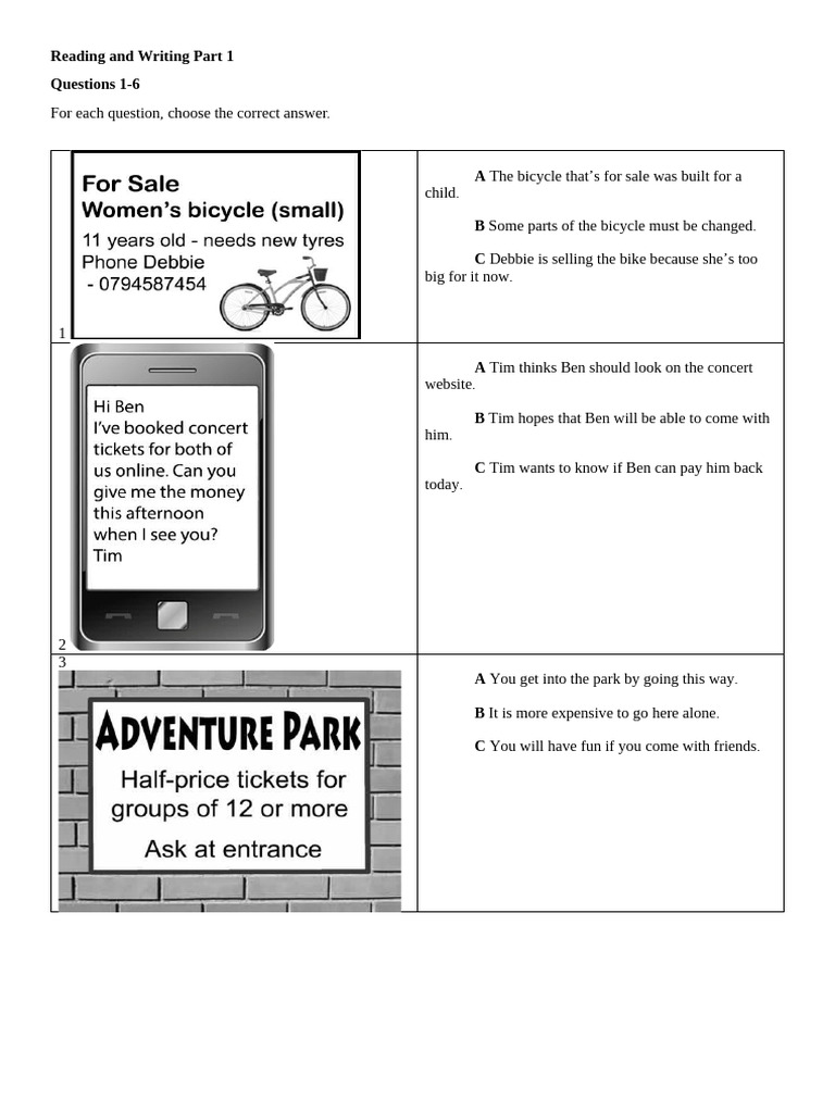 K - Reading PART 1 - Multiple Choice I | PDF