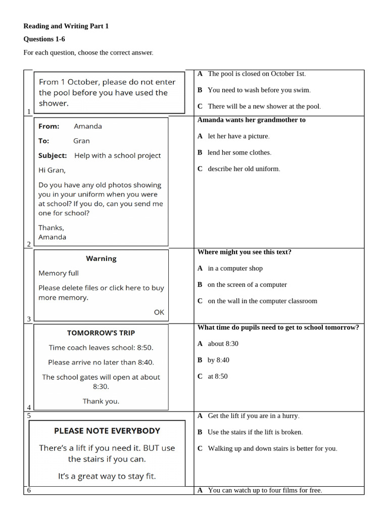 K - Reading PART 1 - Multiple Choice II | PDF