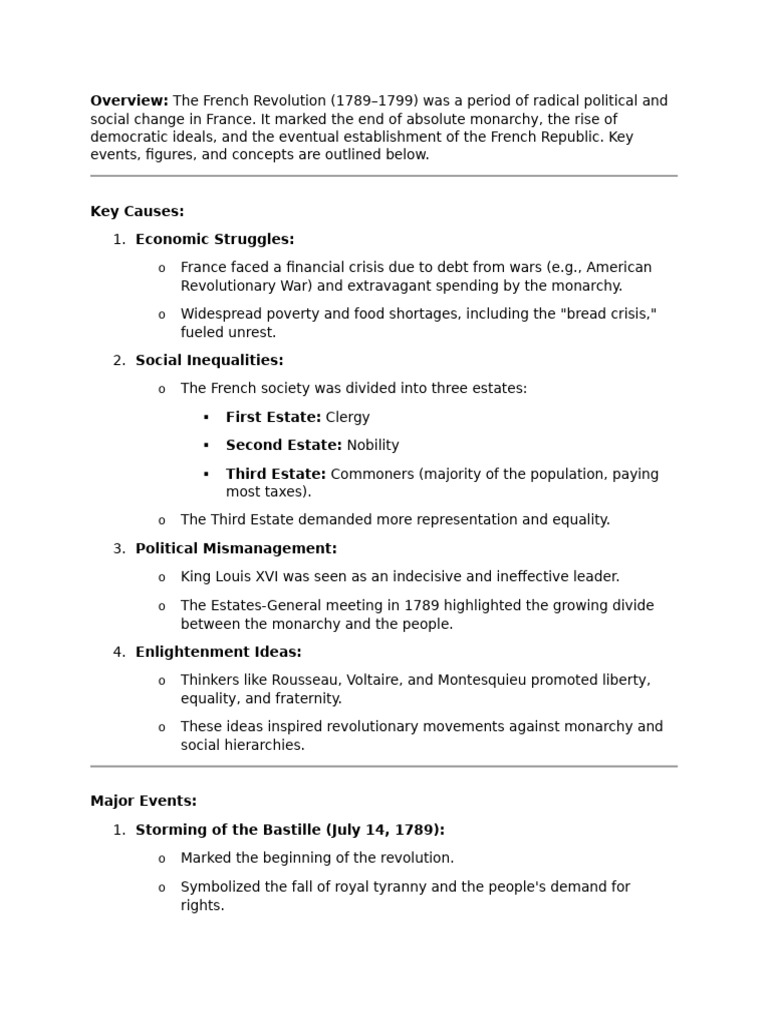 Class Notes The French Revolution | PDF | French Revolution | Reign Of ...