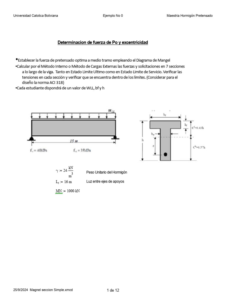 Magnel Seccion Simple | PDF | Hormigón pretensado | Viga (Estructura)