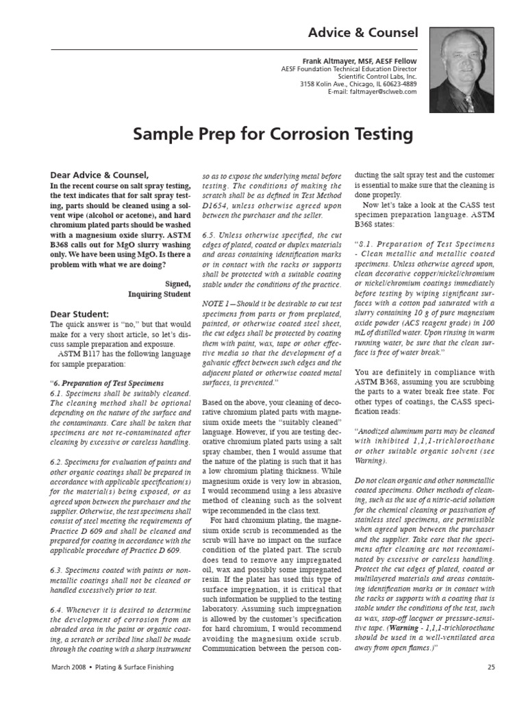 Sample Prep For Corrosion Testing | PDF | Corrosion | Sodium Hydroxide