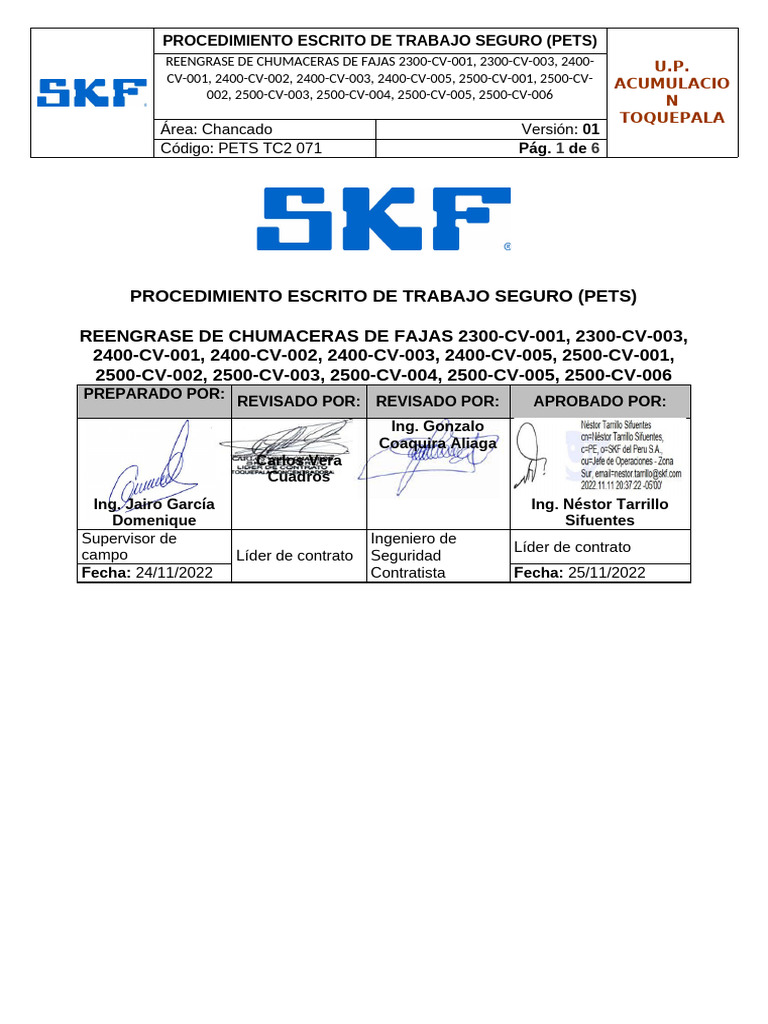 Pets Tc2 071 Reengrase de Chumaceras de Fajas Transportadoras 2300 - 2400 - 2500 | PDF | Lubricación