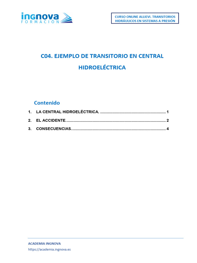 C04_EJEMPLO DE TRANSITORIO EN CENTRAL | PDF | Hidroelectricidad | Turbina