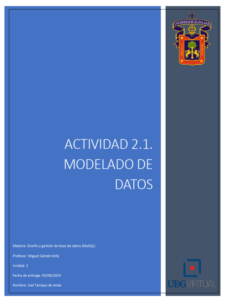 Actividad 2.1. Modelado de Datos | PDF