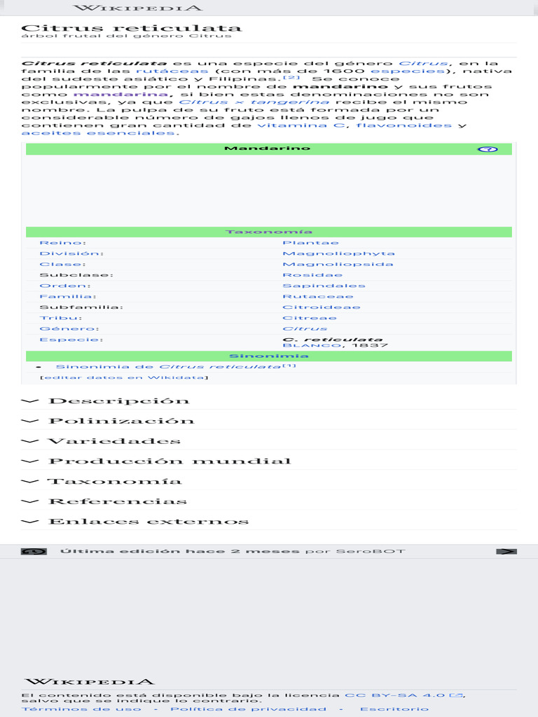 Citrus Reticulata - Wikipedia, La Enciclopedia Libre | PDF