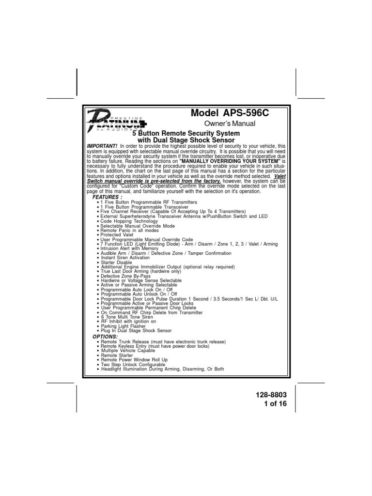 Aps596c Om | Download Free PDF | Security Alarm | Electronics