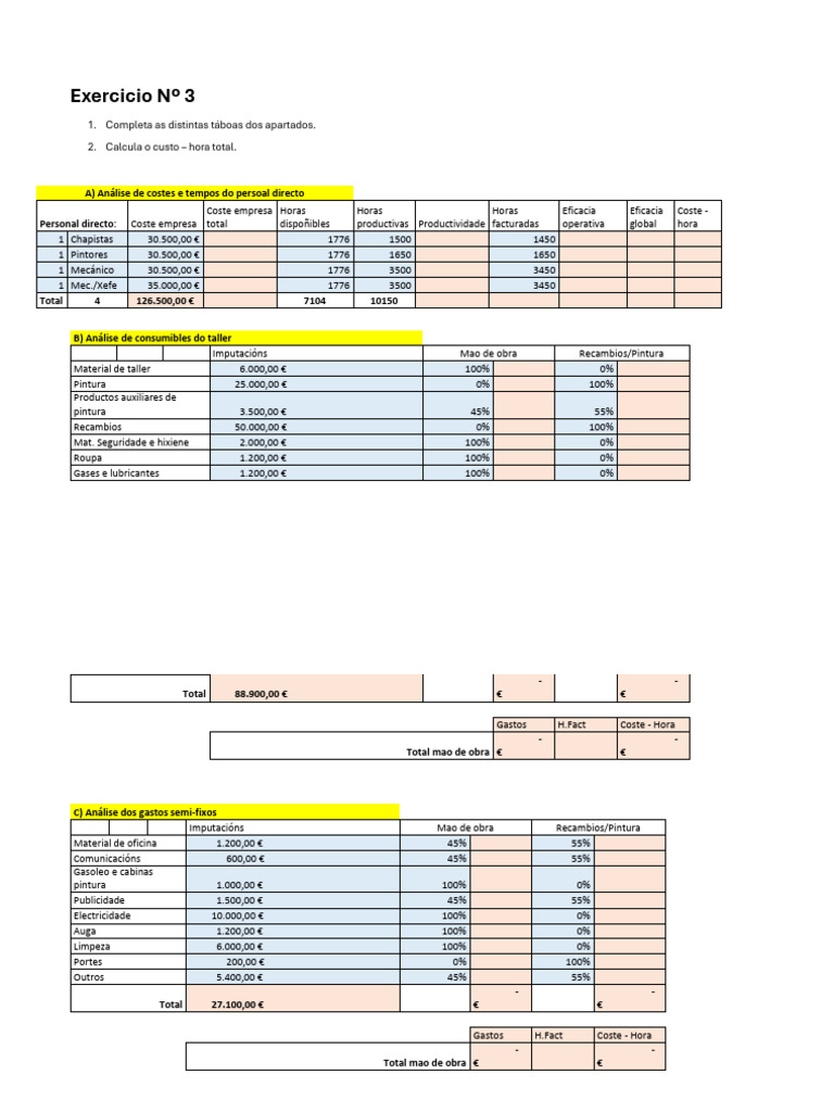 Tafera Nº3. Cálculo Do Custo - Hora -1 | PDF