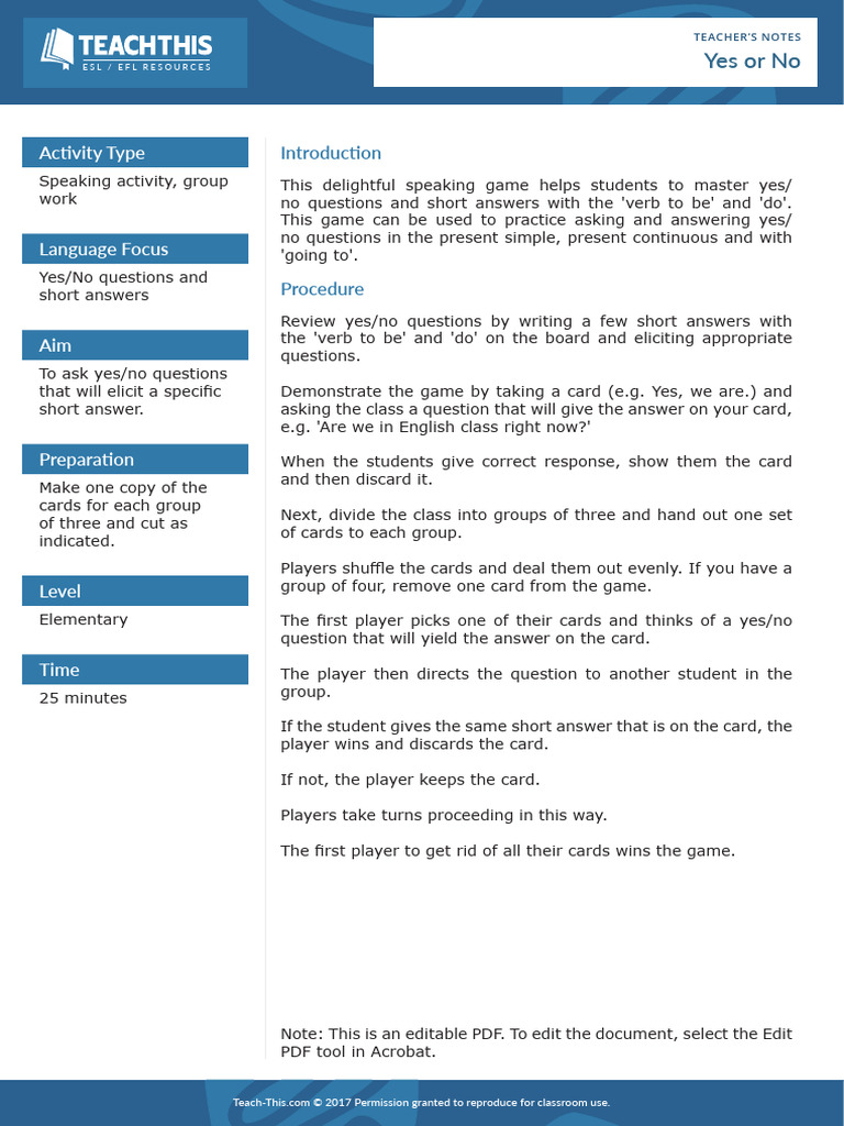 Yes or No | PDF | Question