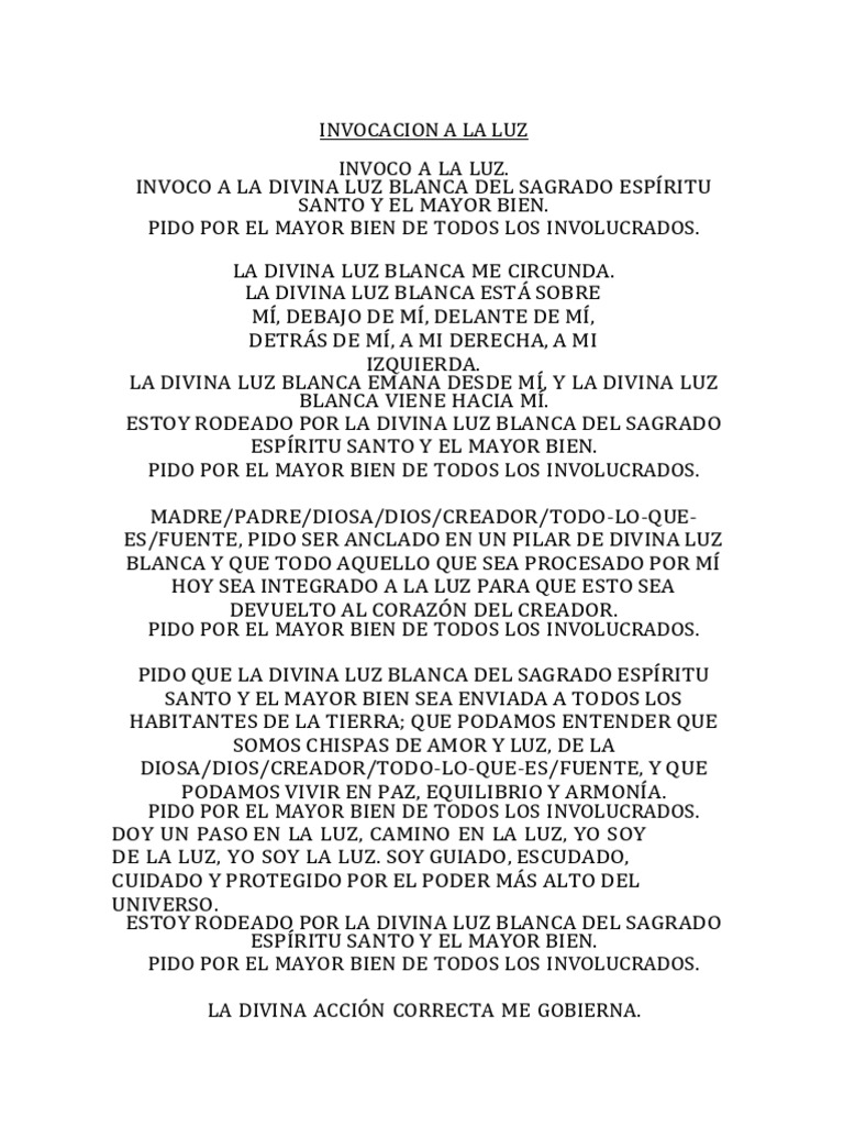 Invocacion a La Luz | PDF | Creencia religiosa y doctrina